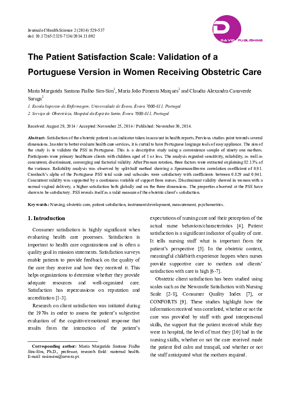 (PDF) Validation of a Portuguese Version of the Students’ Life Satisfaction Scale