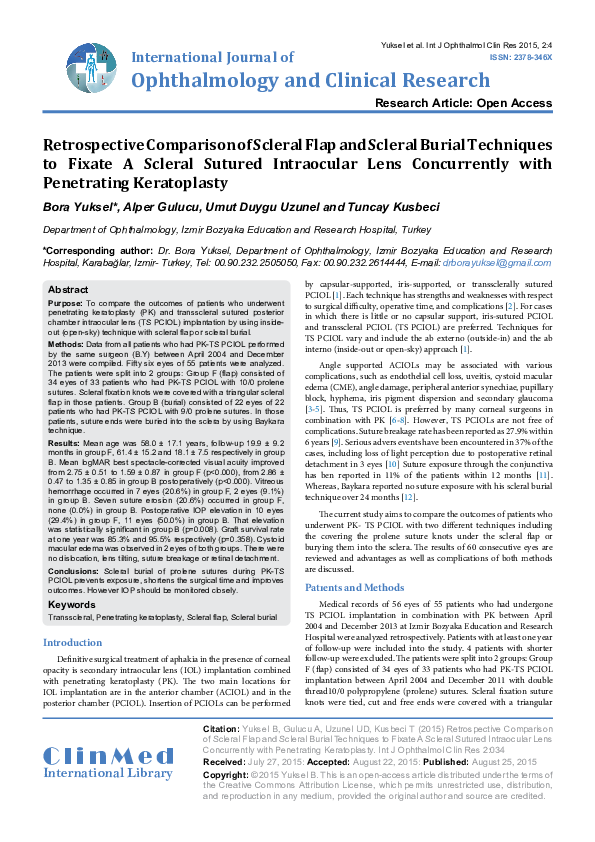 (PDF) Retrospective Comparison of Scleral Flap and Scleral Burial ...