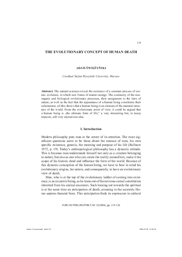 (PDF) The Evolutionary Concept of Human Death