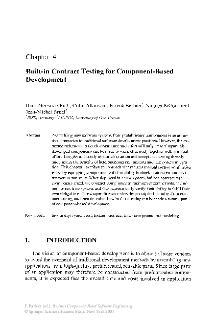 (PDF) Built-in Contract Testing for Component-Based Development