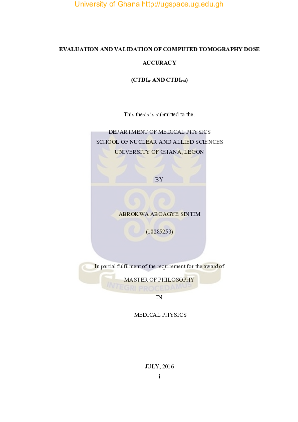 (PDF) Evaluation and Validation of Computed Tomography Dose Accuracy ...