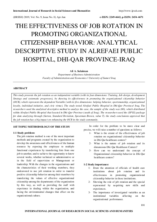 (PDF) THE EFFECTIVENESS OF JOB ROTATION IN PROMOTING ORGANIZATIONAL ...