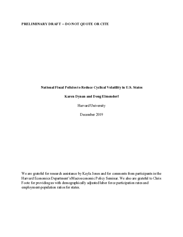 (PDF) PRELIMINARY DRAFT -- DO NOT QUOTE OR CITE National Fiscal Policies to Reduce Cyclical ...
