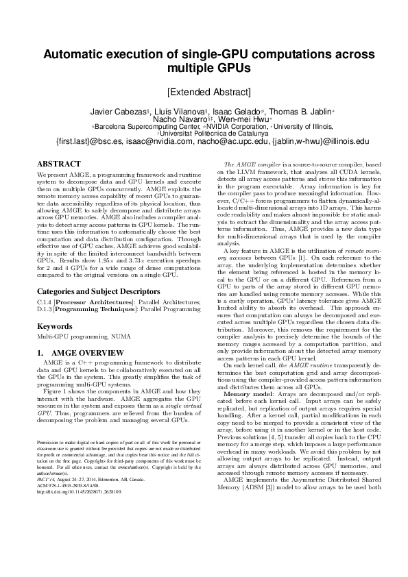Pdf Automatic Execution Of Single Gpu Computations Across Multiple Gpus