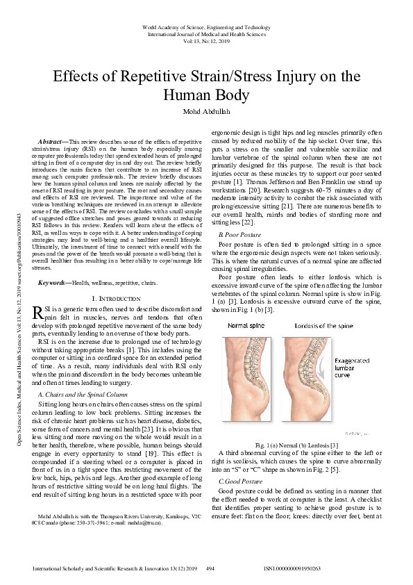 (PDF) Effects of Repetitive Strain/Stress Injury on the Human Body