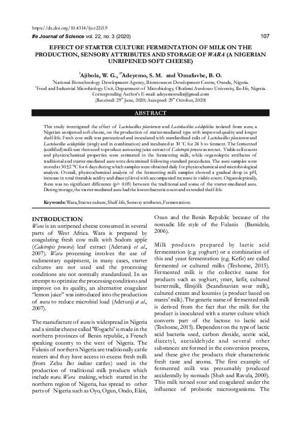 (PDF) Effect of starter culture fermentation of milk on the production ...