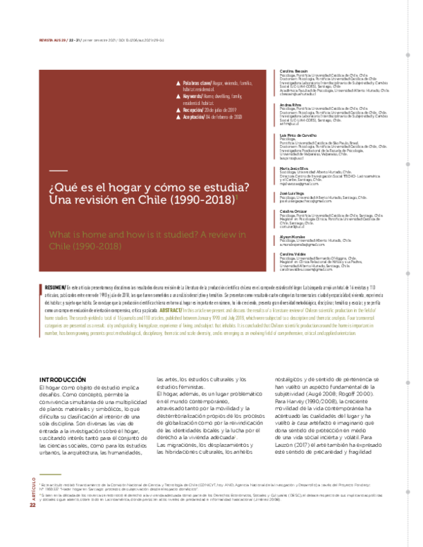 (PDF) ¿Qué es el hogar y cómo se estudia? Una revisión en Chile (1990-2018)