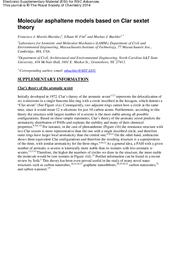 (PDF) Molecular asphaltene models based on Clar sextet theory