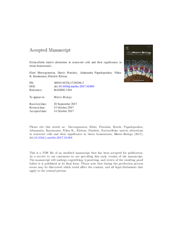 (PDF) Extracellular matrix alterations in senescent cells and their ...