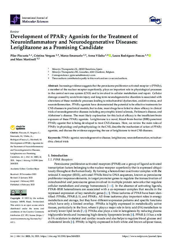 (PDF) Development of PPARγ Agonists for the Treatment of ...