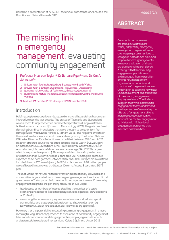 (PDF) The missing link in emergency management: evaluating community ...