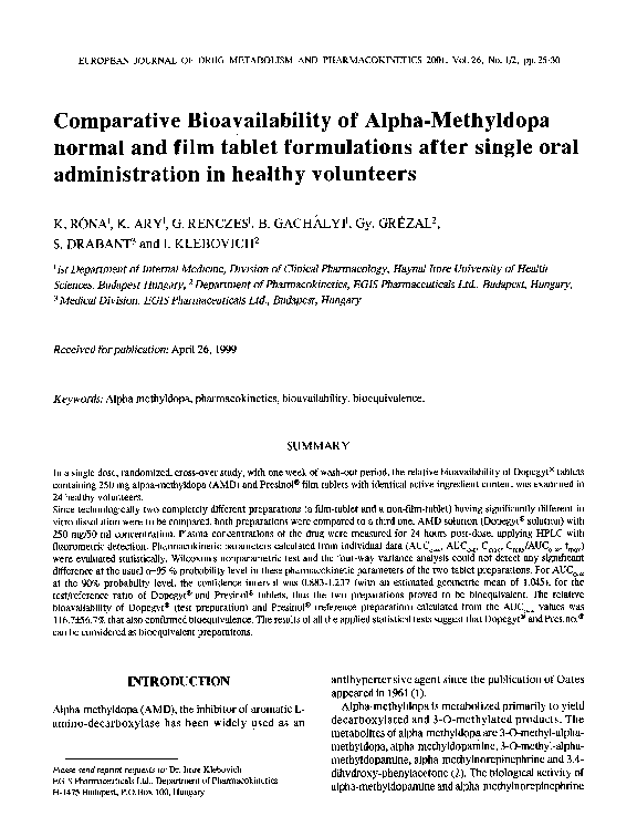 (PDF) Comparative bioavailability of alpha-methyldopa normal and film ...