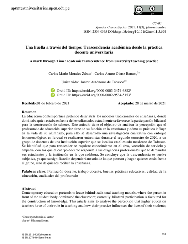 (PDF) Una huella a través del tiempo: Trascendencia académica desde la ...