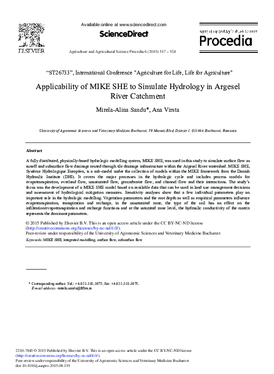 (PDF) Applicability of MIKE SHE to Simulate Hydrology in Argesel River ...