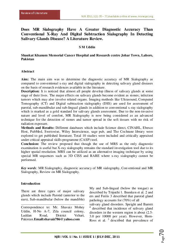 (PDF) Does MR Sialography Have A Greater Diagnostic Accuracy Than ...