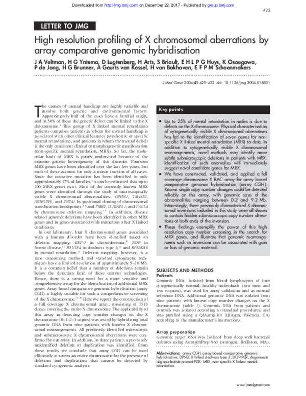 Pdf High Resolution Profiling Of X Chromosomal Aberrations By Array