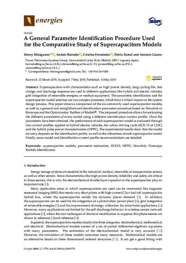 (PDF) A General Parameter Identification Procedure Used for the Comparative Study of ...
