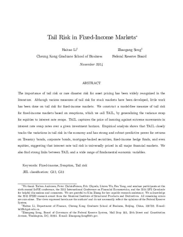 (PDF) Jump Tail Risk in Fixed Income Markets