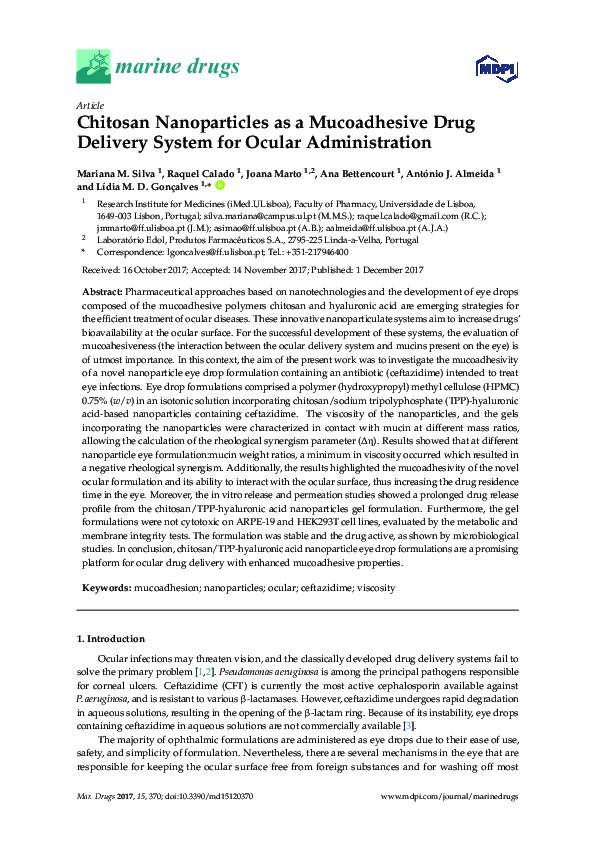 (PDF) Chitosan Nanoparticles as a Mucoadhesive Drug Delivery System for ...