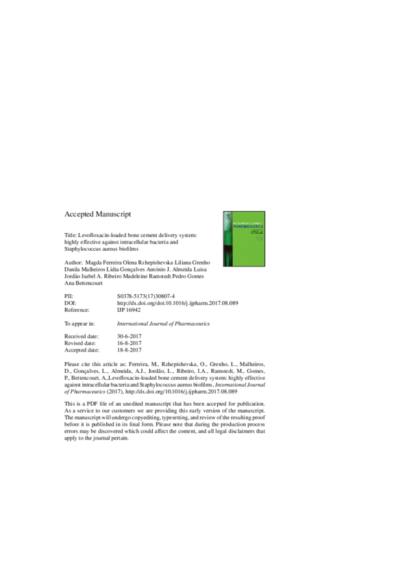 (PDF) Levofloxacin-loaded bone cement delivery system: highly effective ...
