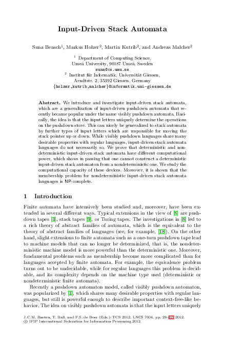 Pdf Input Driven Stack Automata