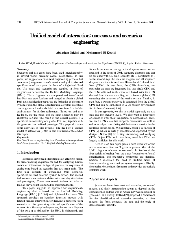 Use Cases and Scenarios Engineering Use Cases and Scenarios Engineering