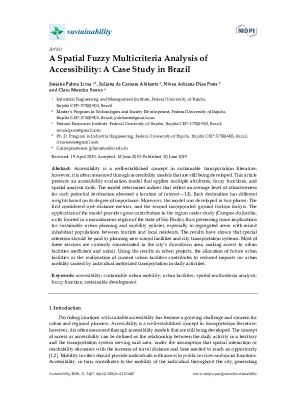 (PDF) A Spatial Fuzzy Multicriteria Analysis of Accessibility: A Case Study in Brazil