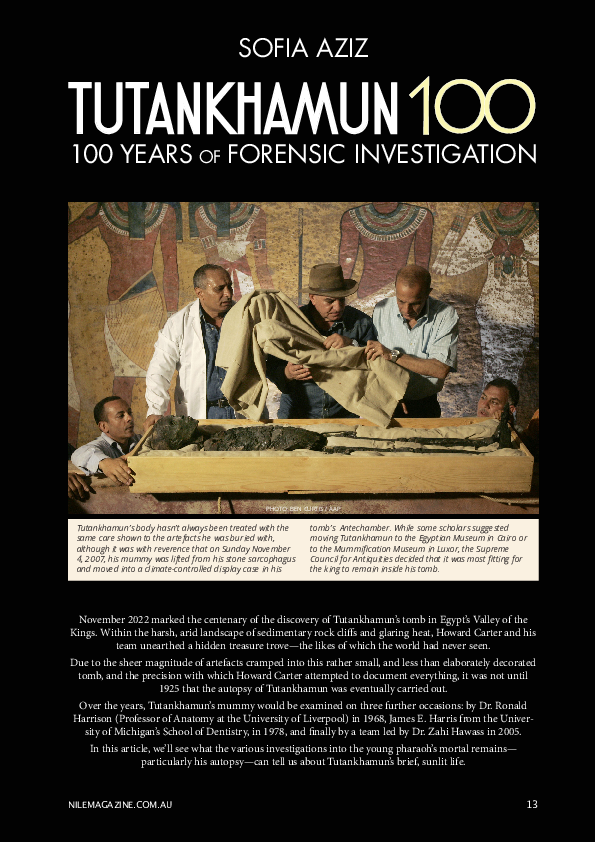 (PDF) Tutankhamun 100 Years of Forensic Investigation