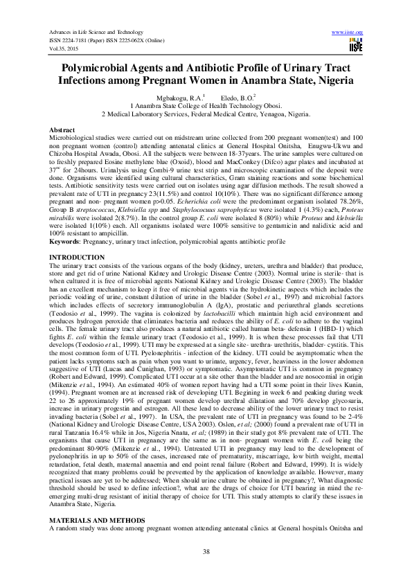 (PDF) Polymicrobial Agents and Antibiotic Profile of Urinary Tract ...