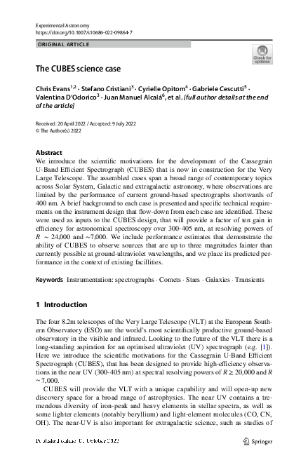 (PDF) The CUBES science case