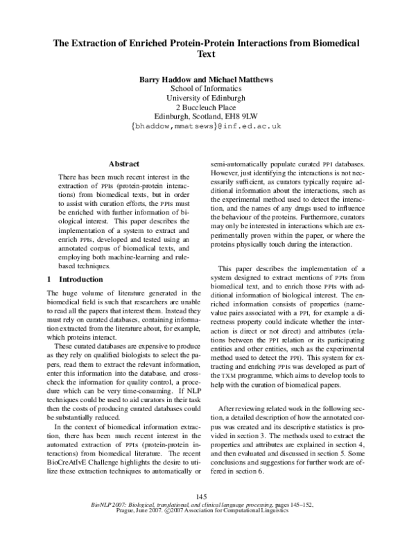 (PDF) The extraction of enriched protein-protein interactions from ...
