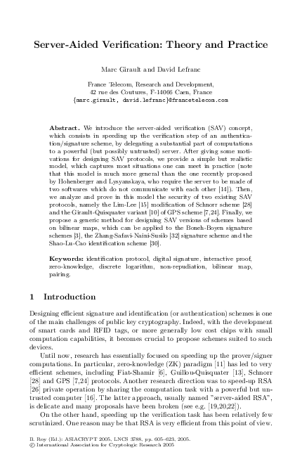 (PDF) Server-Aided Verification: Theory and Practice