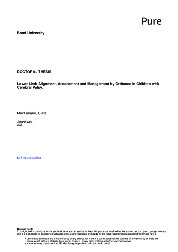 (PDF) Lower Limb Alignment, Assessment and Management by Orthoses in ...