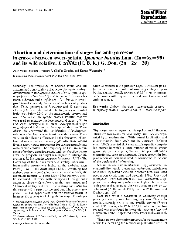 (PDF) Abortion and determination of stages for embryo rescue in crosses ...