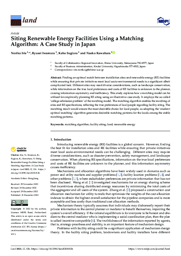 (PDF) Siting Renewable Energy Facilities Using a Matching Algorithm: A ...