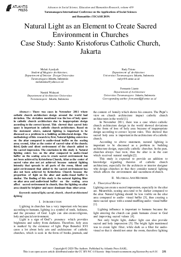 (PDF) Natural Light as an Element to Create Sacred Environment in ...
