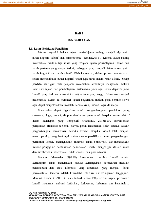(PDF) Kemampuan Berpikir Kreatif Matematis Siswa Kelas VII Pada Materi Segitiga Dan Segiempat ...