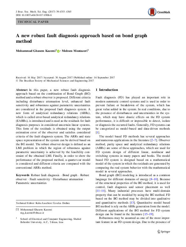 (PDF) A new robust fault diagnosis approach based on bond graph method