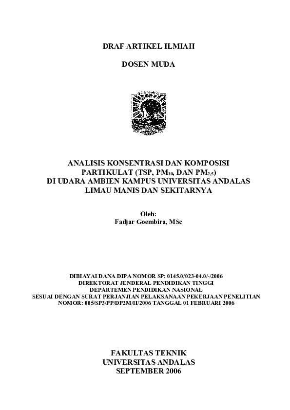 (DOC) Analisis Konsentrasi Dan Komposisi Partikulat (TSP, PM10, Dan PM2 ...