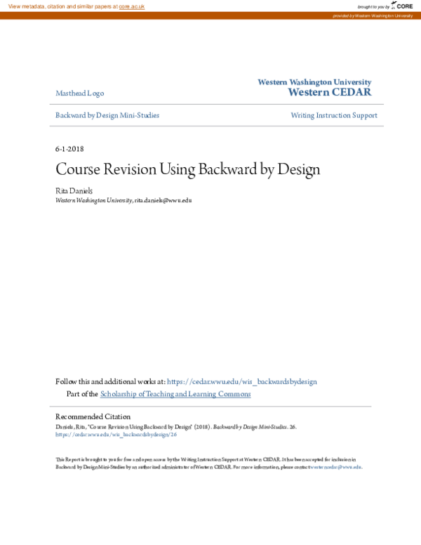 (PDF) Course Revision Using Backward by Design