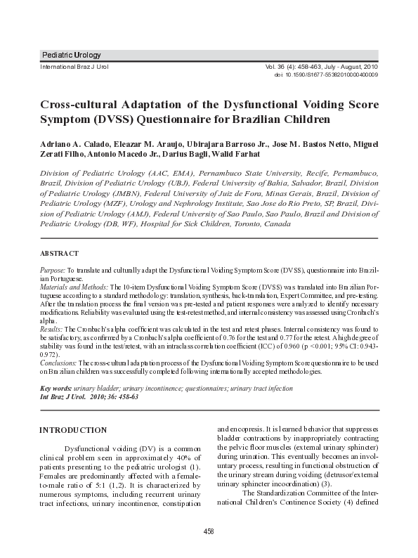 (PDF) Cross-cultural adaptation of the dysfunctional voiding score ...