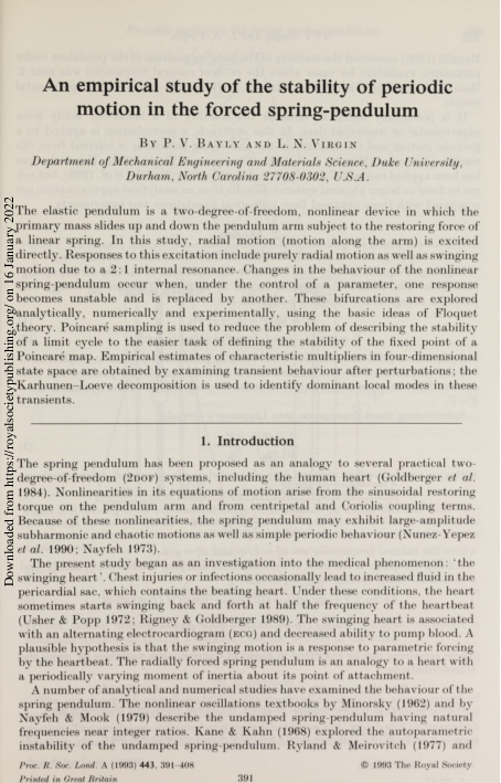 (PDF) An Empirical Study of the Stability of Periodic Motion in the ...