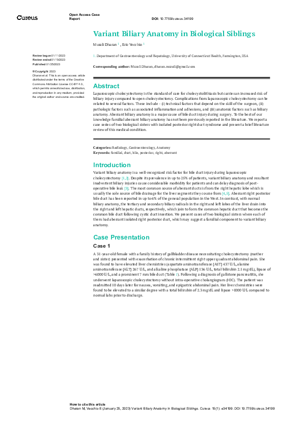(PDF) Variant Biliary Anatomy in Biological Siblings