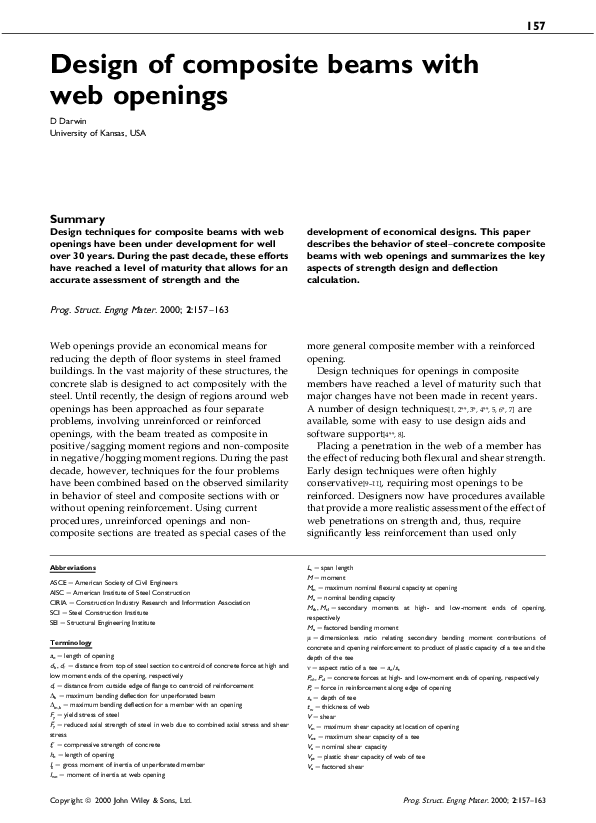 (PDF) Design of composite beams with web openings
