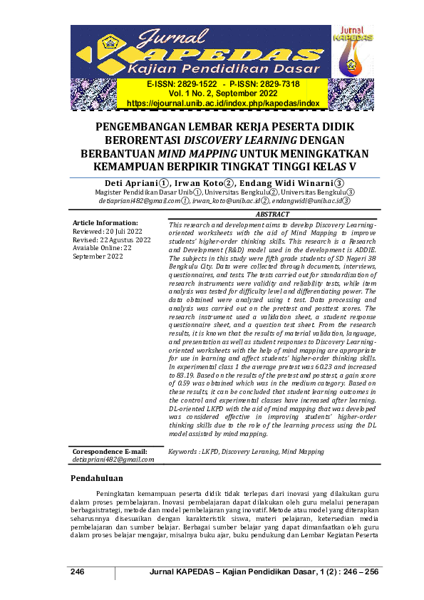 (PDF) Pengembangan Lembar Kerja Peserta Didik Berorentasi Discovery Learning Dengan Berbantuan ...