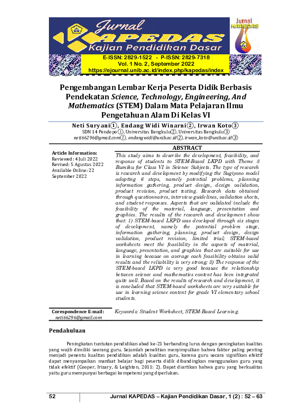 (PDF) Pengembangan Lembar Kerja Peserta Didik Berbasis Pendekatan ...
