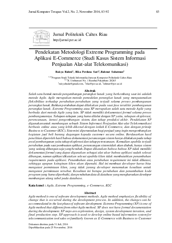 (PDF) Pendekatan Metodologi Extreme Programming pada Aplikasi E ...