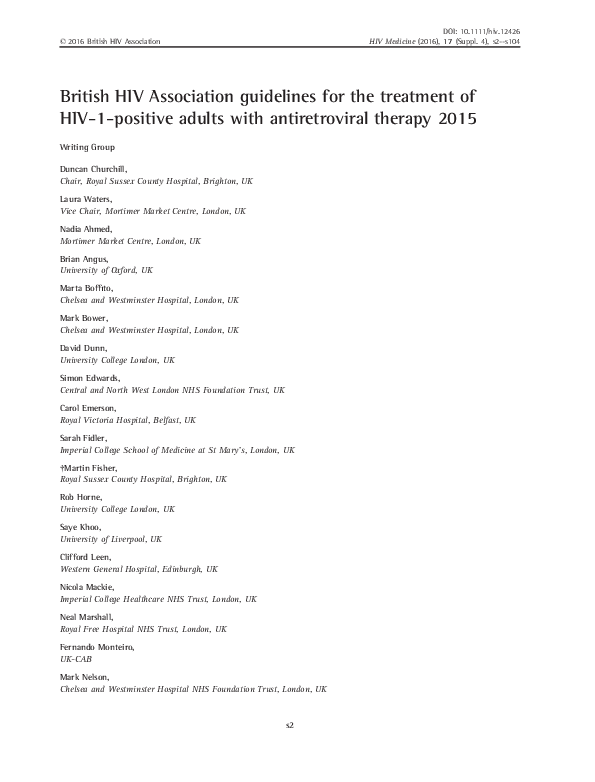 (PDF) British HIV Association guidelines for the treatment of HIV-1 ...