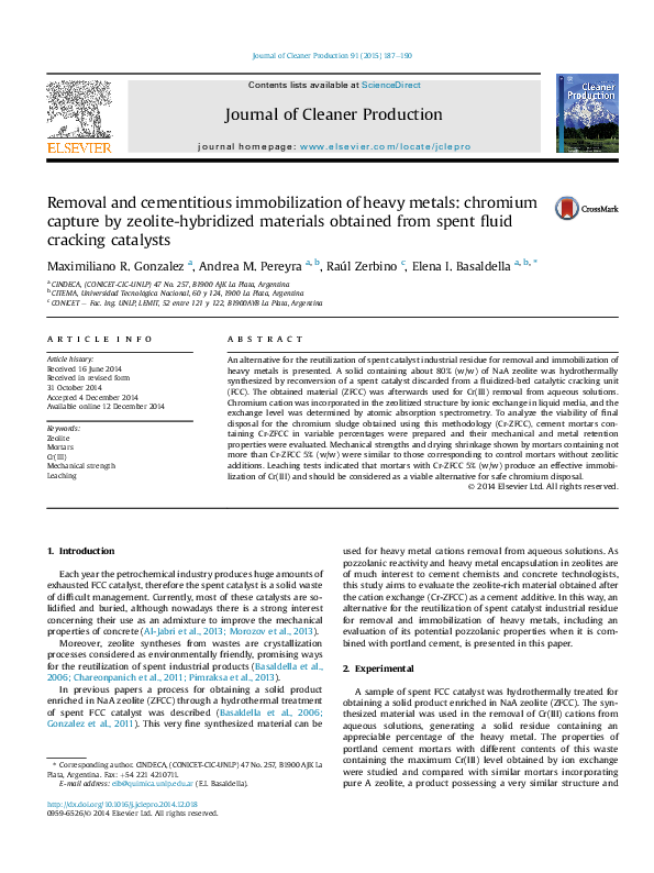 (PDF) Removal and cementitious immobilization of heavy metals: chromium ...