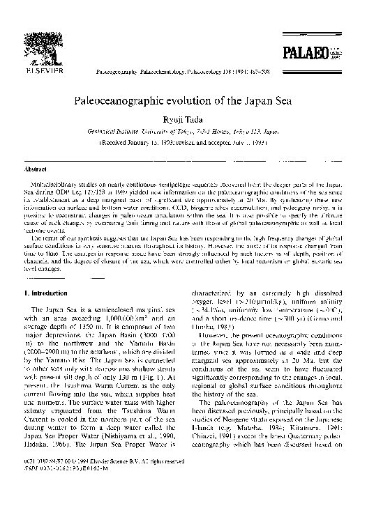 (PDF) Paleoceanographic evolution of the Japan Sea
